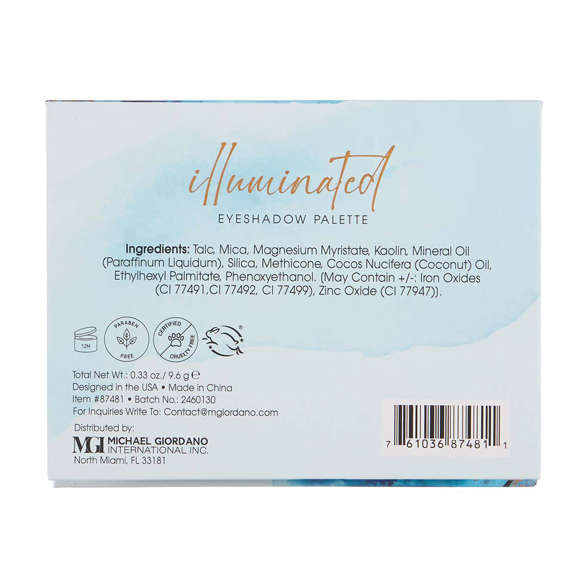 Giordano Colors Illuminated Eyeshadow Palette, 6 Shades