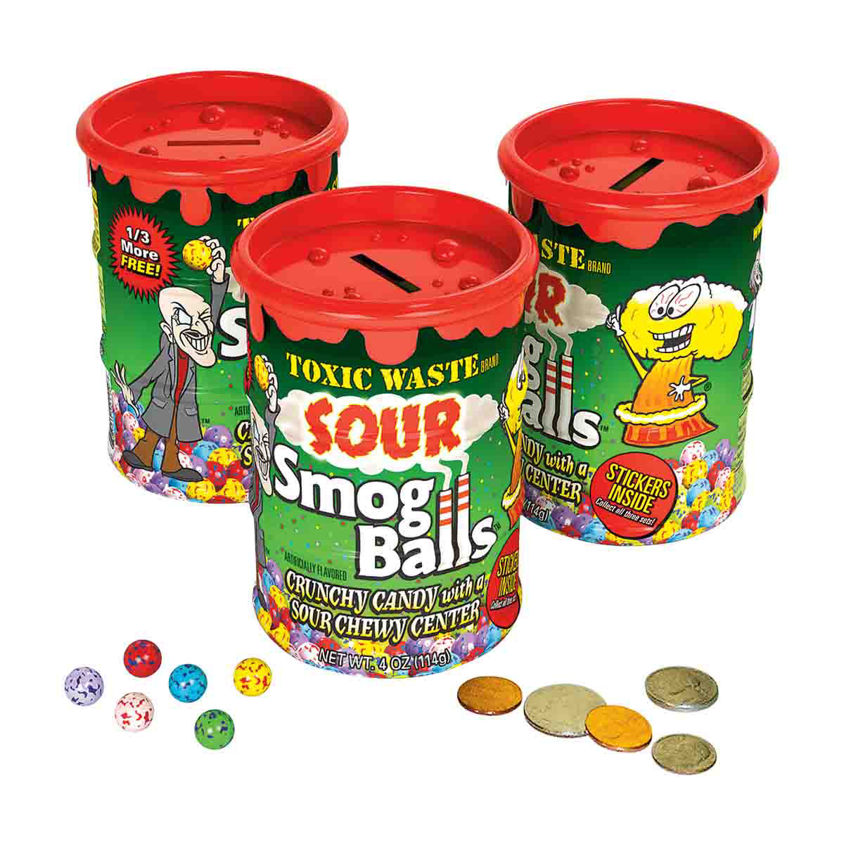 Toxic Waste Sour Smog Balls Bank, 4 oz.