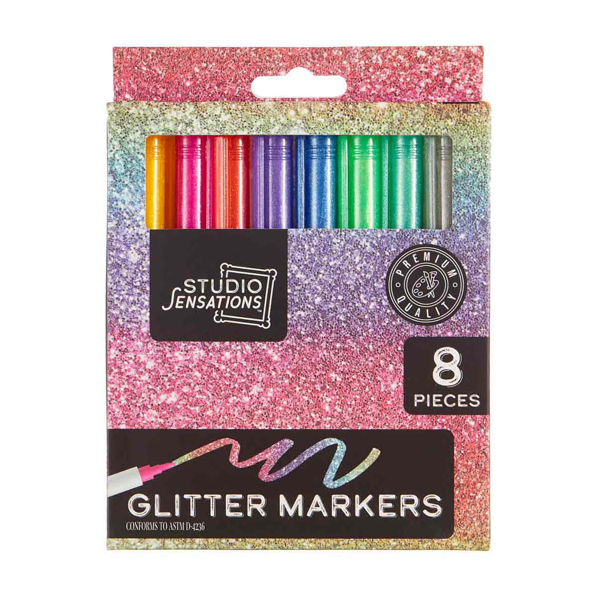 Studio Sensations Glitter Markers, 8 Pieces