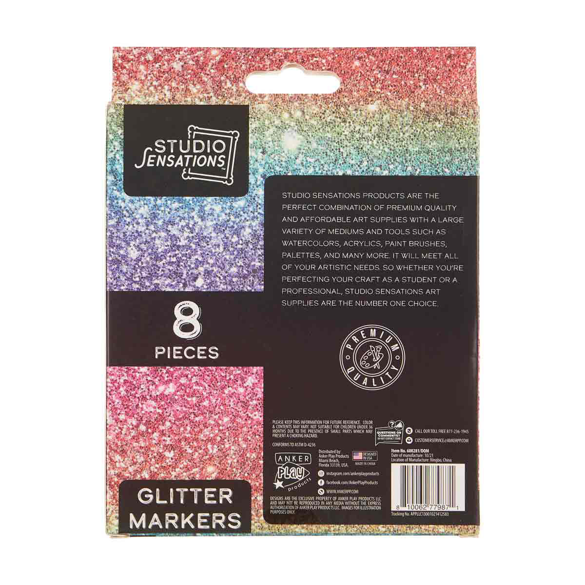Studio Sensations Glitter Markers, 8 Pieces