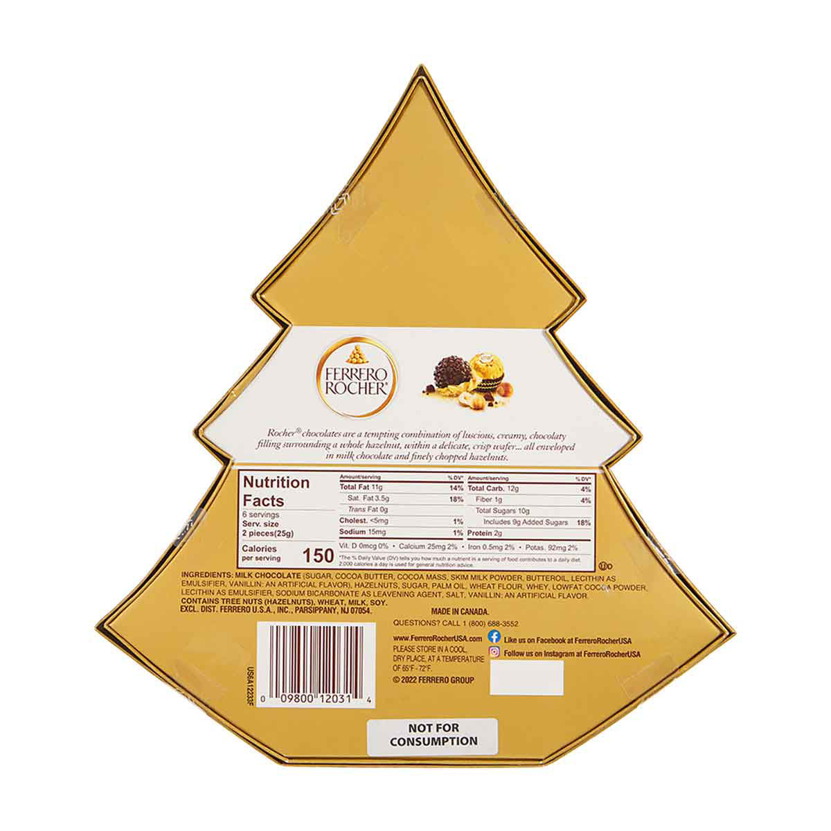 Ferrero Rocher Christmas Tree Fine Hazelnut Chocolate, 12 Pieces