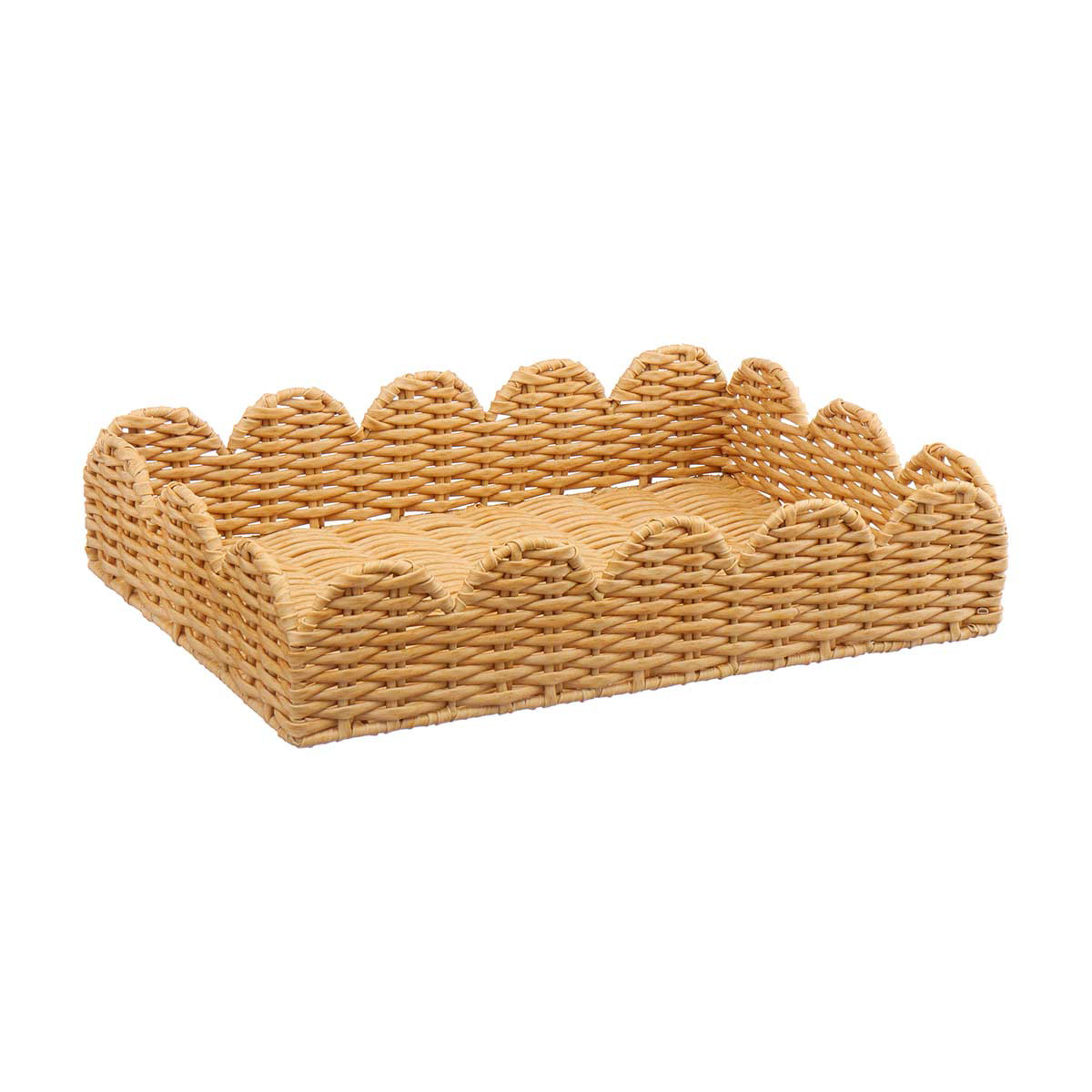 Natural Scalloped Rattan Tray