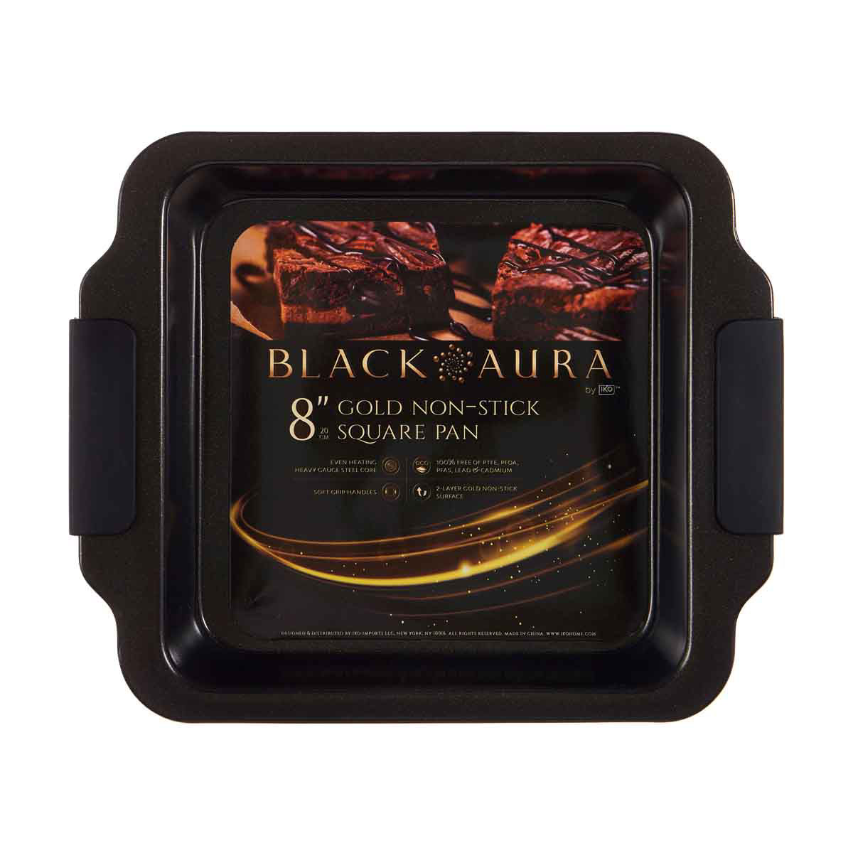 IKO Black Aura Gold Non Stick Square Pan, 8 Inches
