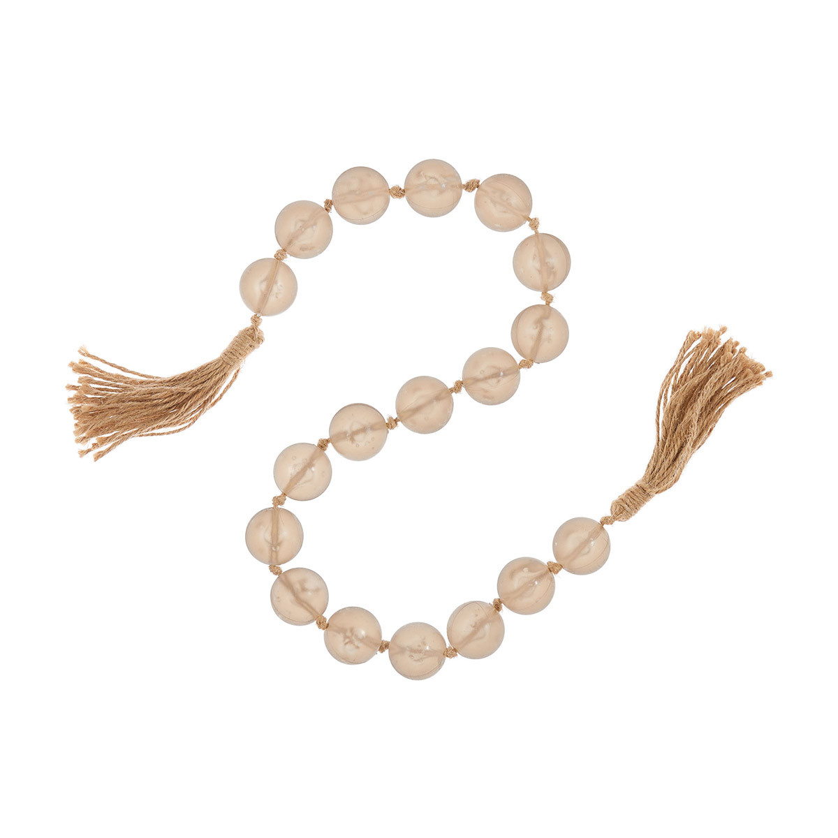 Beaded Garland with Tassel, Beige
