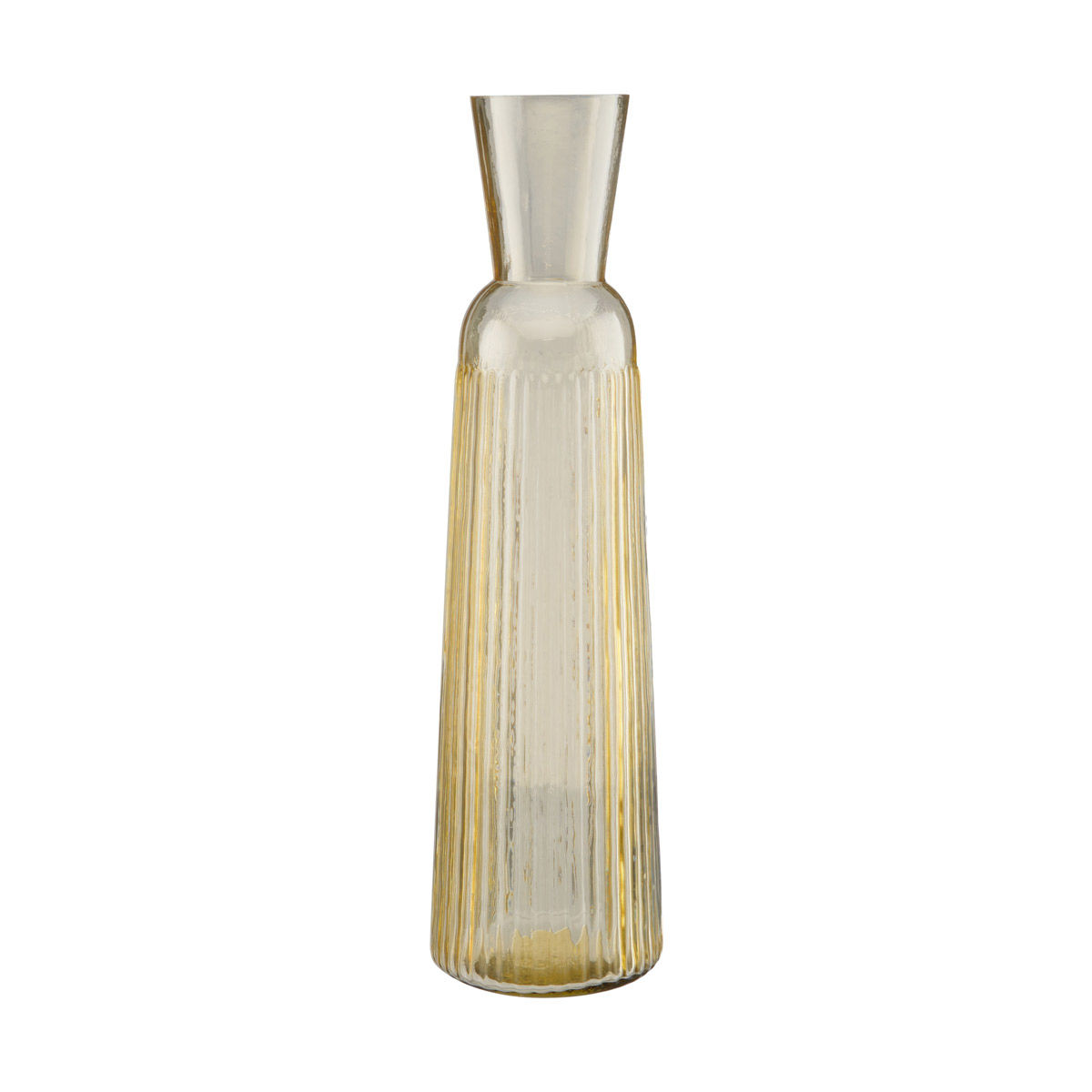 Round Ribbed Glass Vase, Yellow