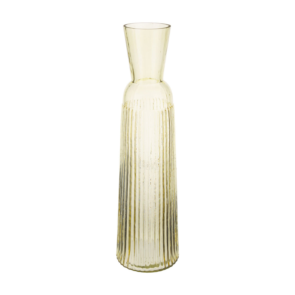 Round Ribbed Glass Vase, Yellow