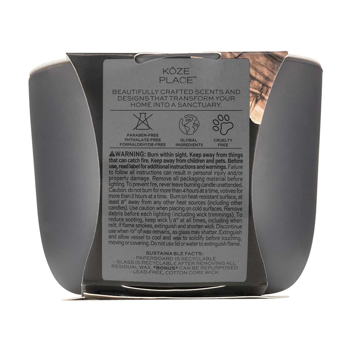 Koze Place Mahogany and Driftwood Scented Candle, 8 oz
