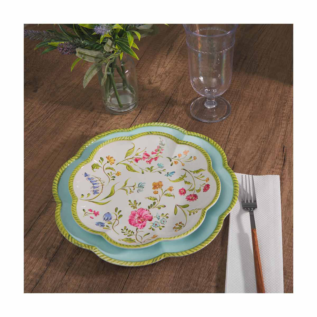 Floral Printed Melamine Plate, 9 in