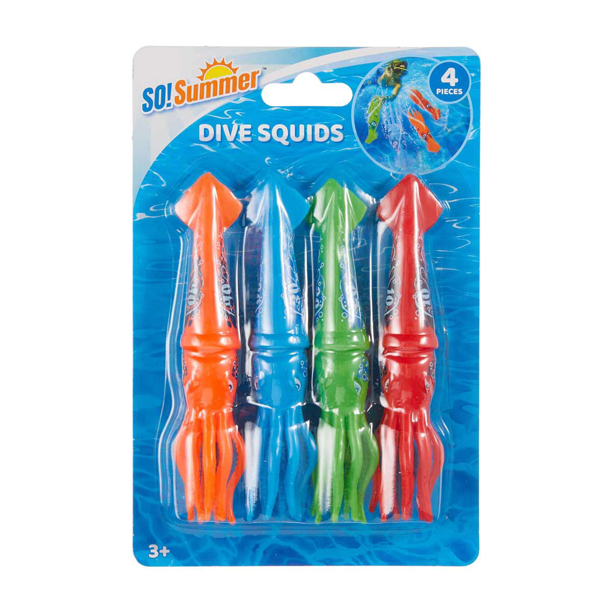 So! Summer Dive Squids, 5 in - 4 pc