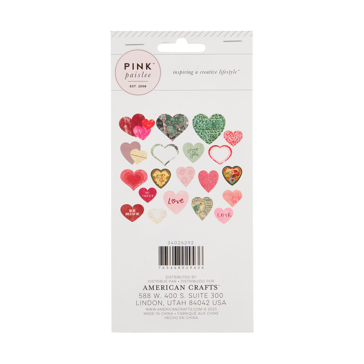Pink Paislee Valentine's Ephemera Heart Décor, 20 Pieces