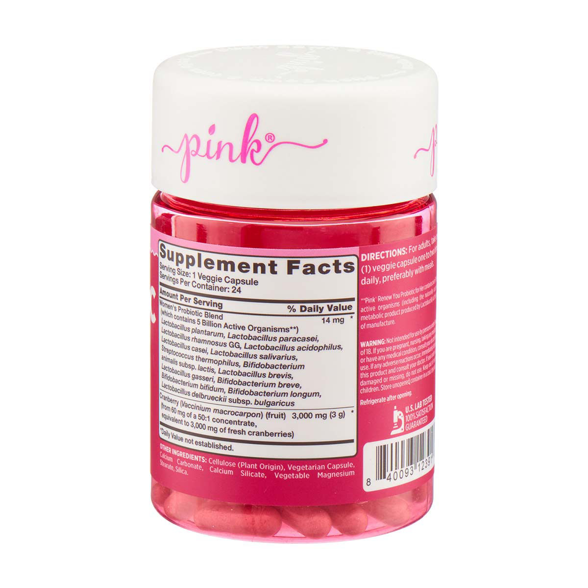 Pink Probiotic Cranberry Veggie Caps, 24 ct