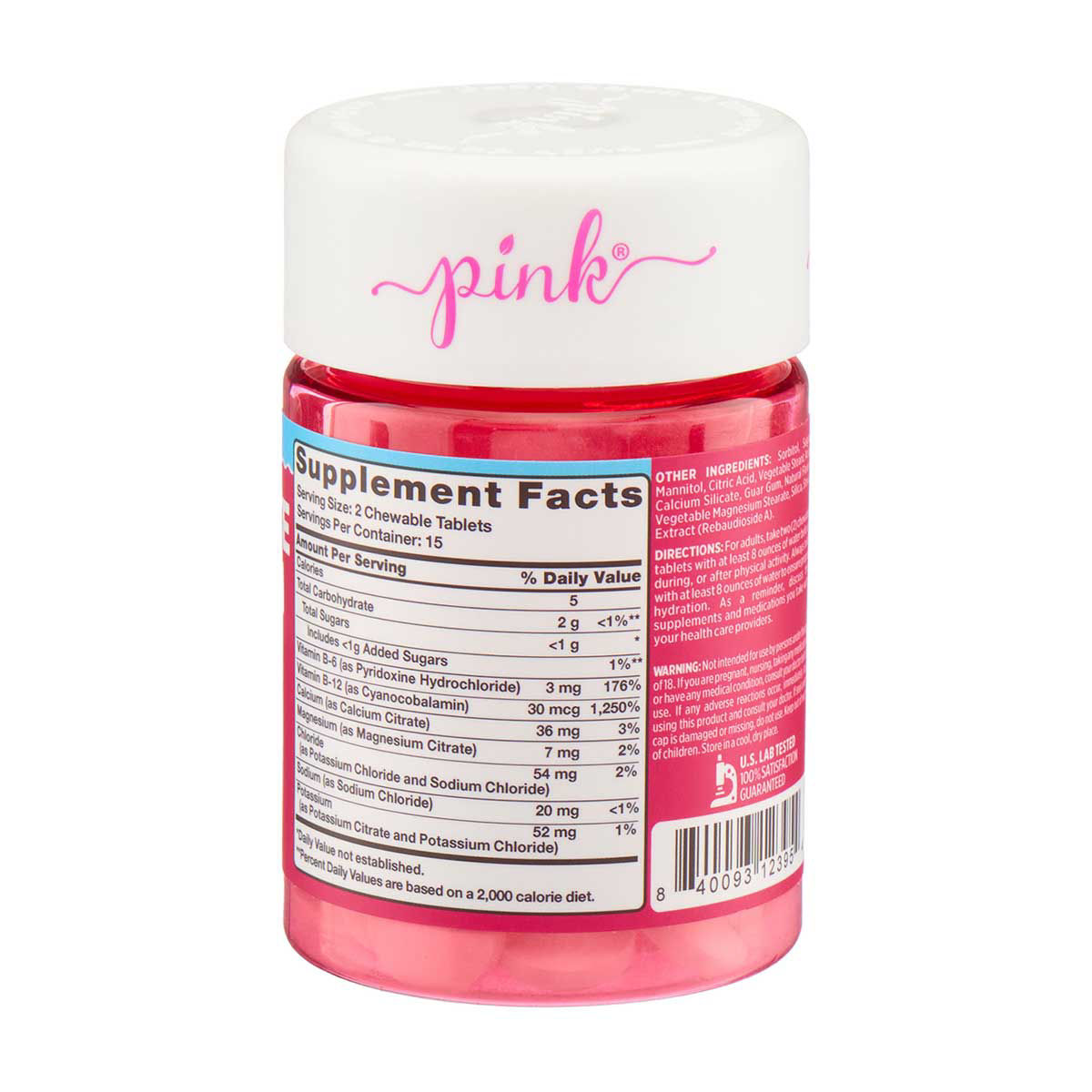 Pink Electrolyte Hydration Chewable Tablets, 30 ct