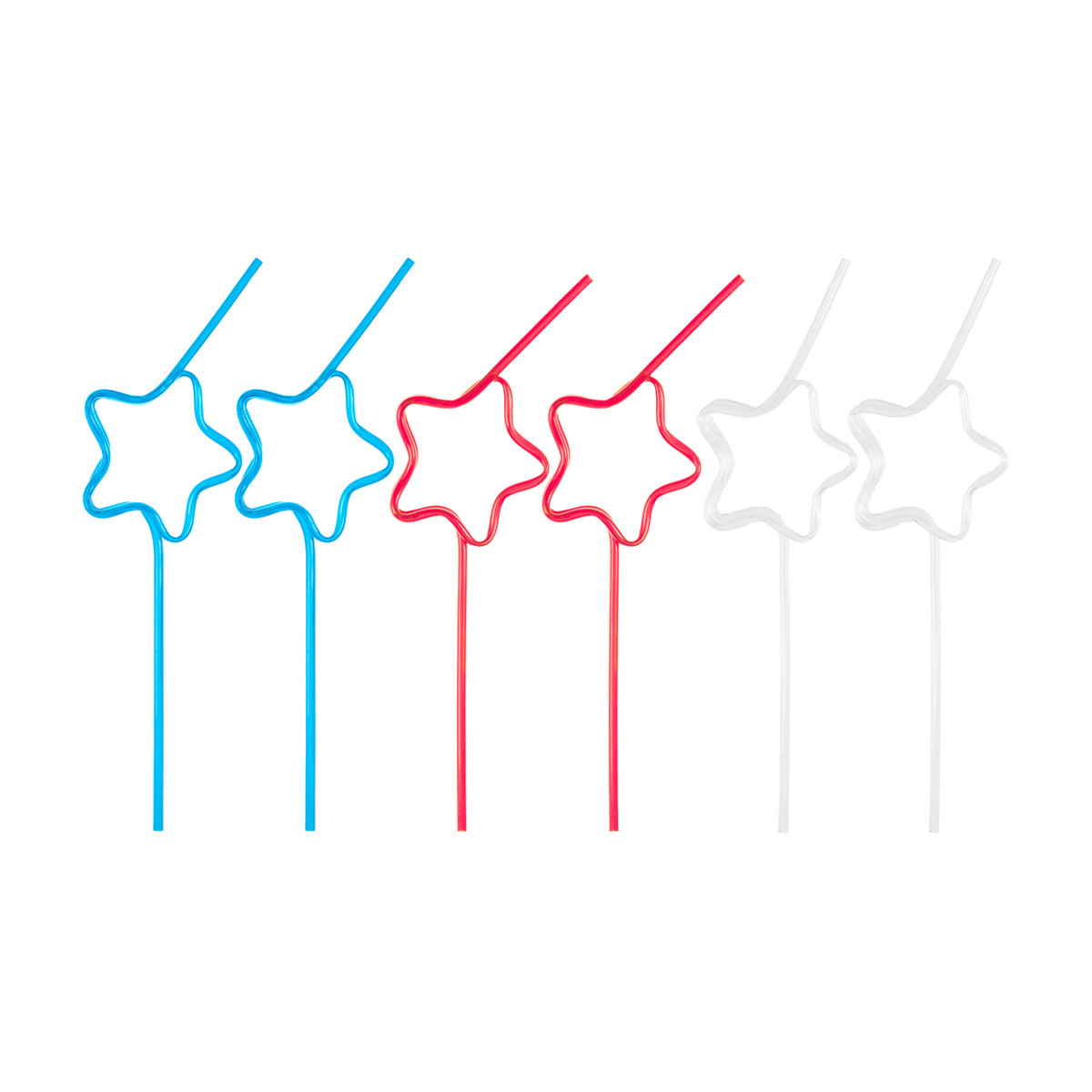 Unique Party! Star Shape Plastic Straws, 6 ct