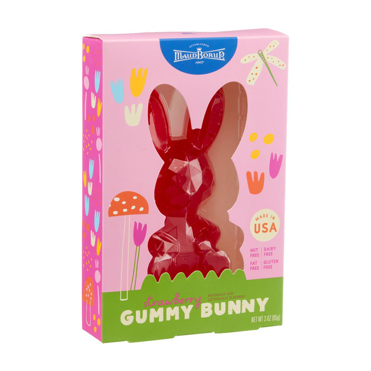 Maud Borup Strawberry Gummy Bunny Candy, 3 oz