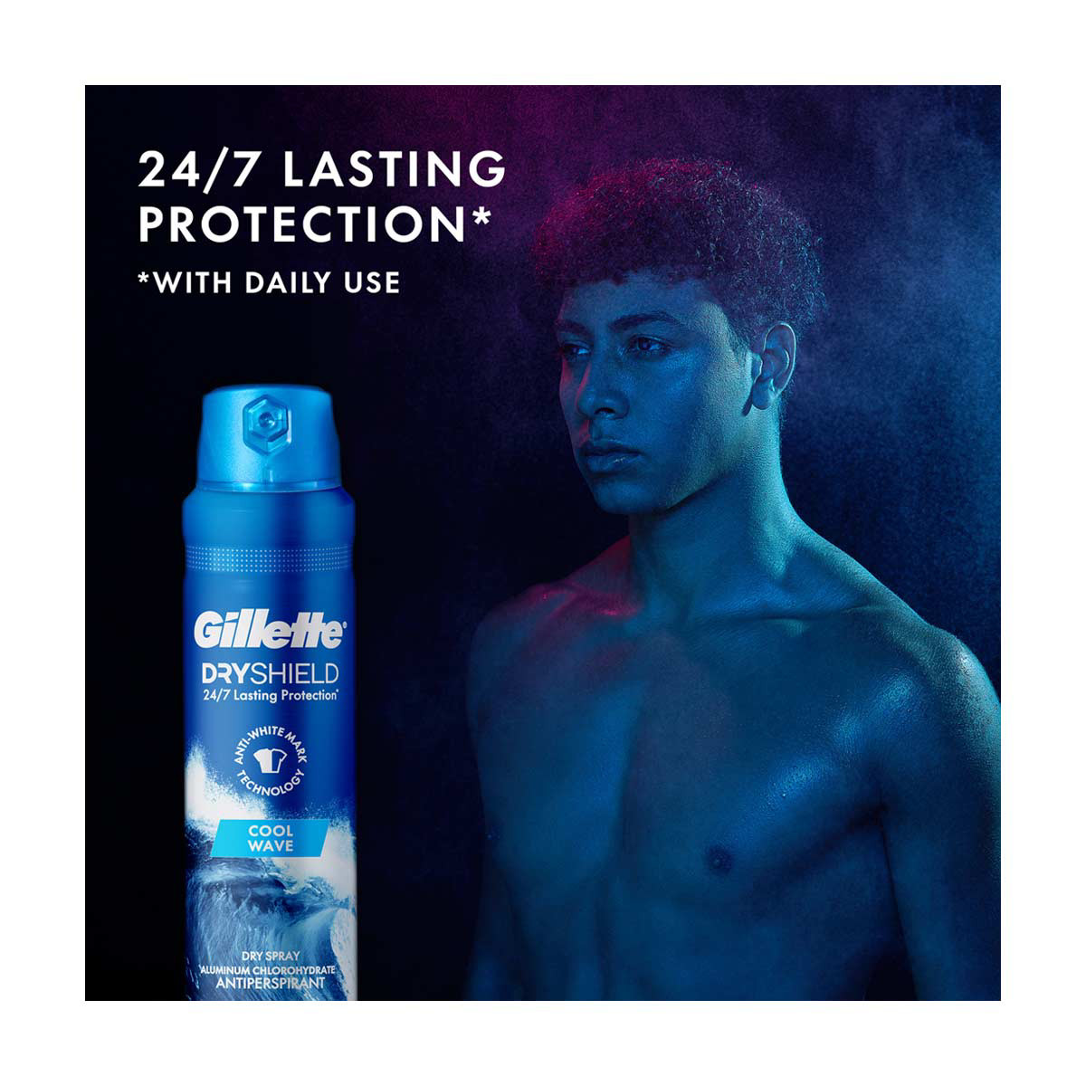 Gillette DryShield Dry Spray Antiperspirant Deodorant, Cool Wave