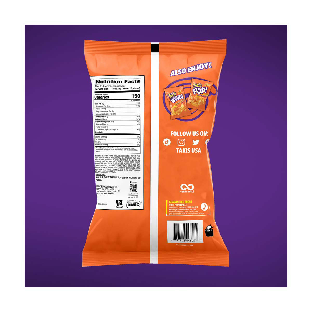 Takis Intense Nacho Cheese Flavored Non-Spicy Tortilla Chips, 9.9 oz ...