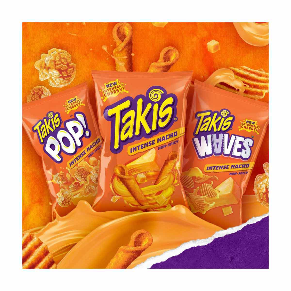 Takis Intense Nacho Cheese Flavored Non-Spicy Tortilla Chips, 9.9 oz