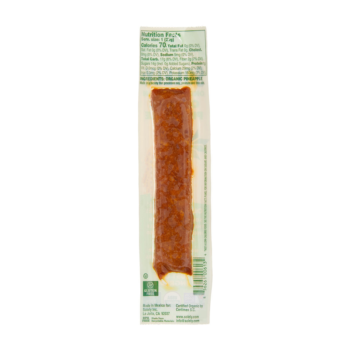 Solely One Half of An Organic Pineapple Fruit Jerky, 0.8 oz
