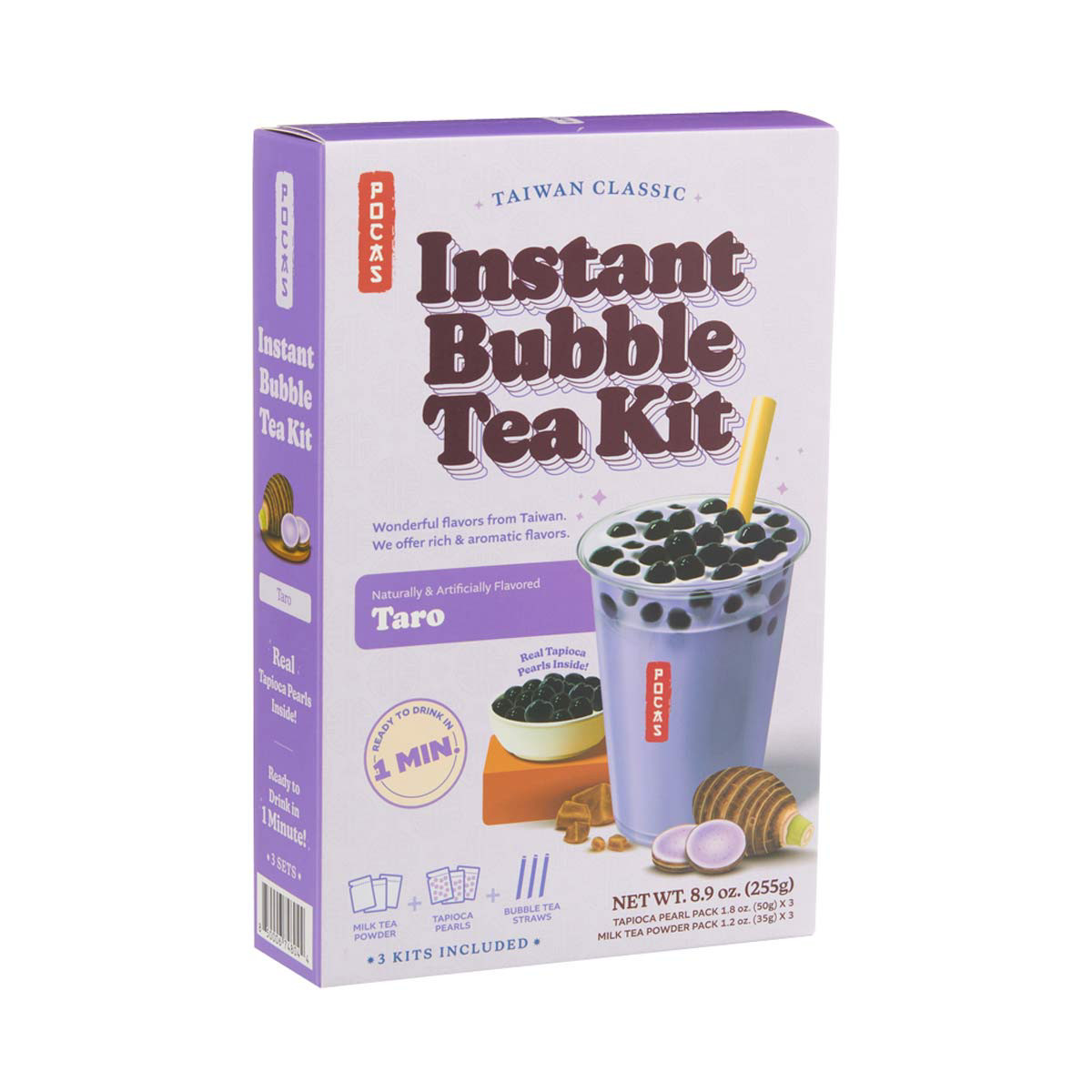 Pocas Taiwan Classic Instant Bubble Tea Kit, Taro, 8.9 oz