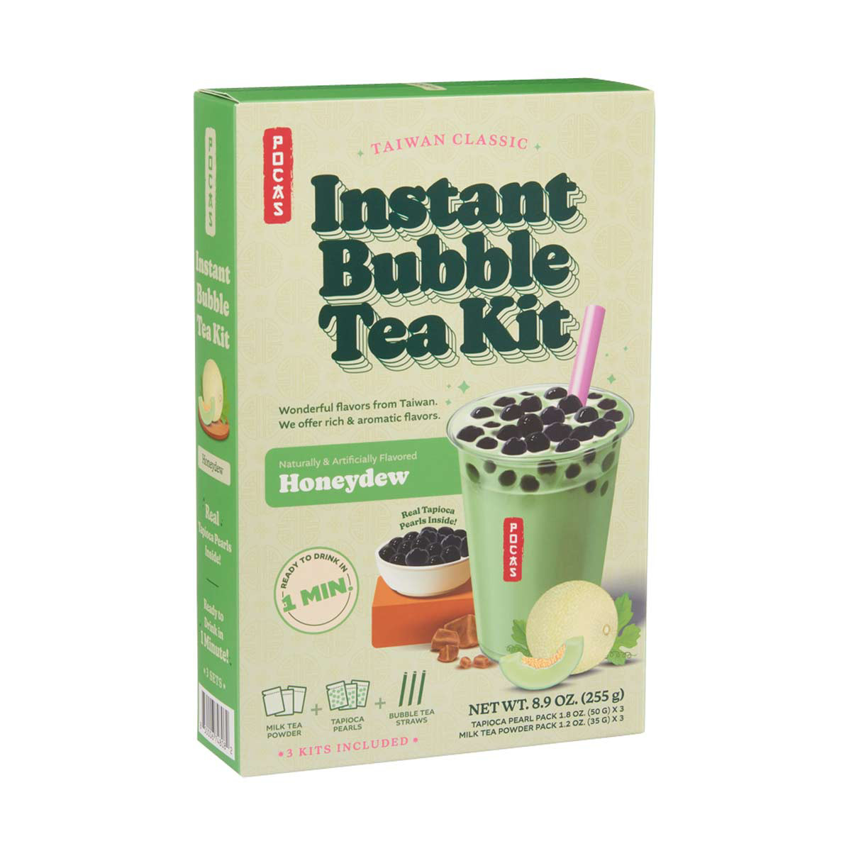 Pocas Taiwan Classic Instant Bubble Tea Kit, Honeydew, 8.9 oz