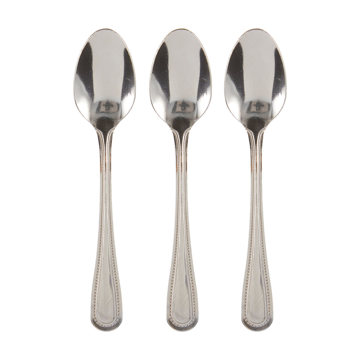 Stainless Steel Beaded Teaspoon, Pack of 3