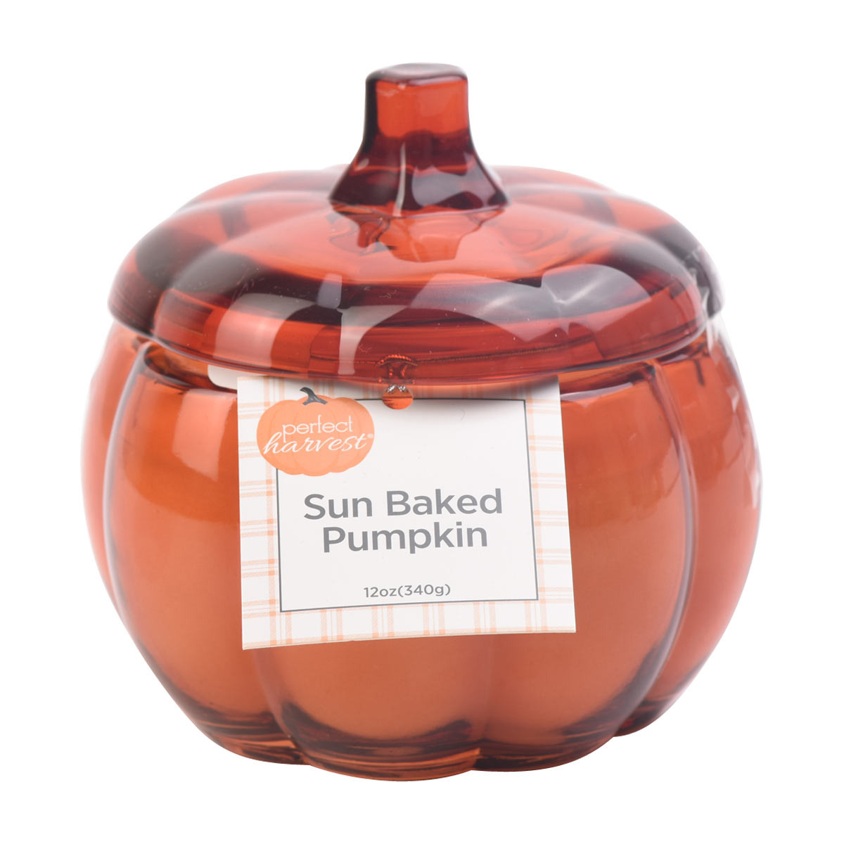 Popshelf Perfect Harvest Pumpkin Shaped Glass Candle with Lid, Orange ...