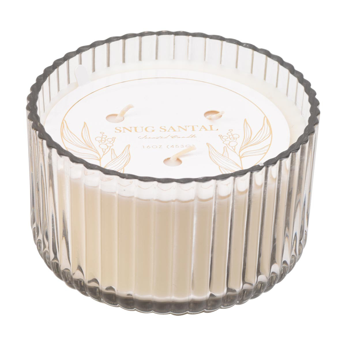 Popshelf Ribbed Glass Candle, Cream, 16 oz | Hamilton Place