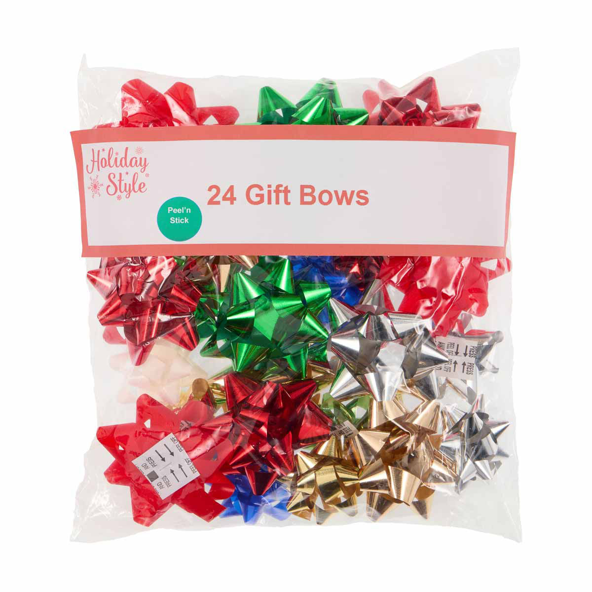 Holiday Style Christmas Assorted Gift Bows, 24 ct