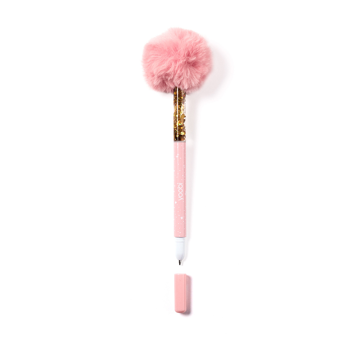 Yoobi Pink Pom Pom Glitter Pen