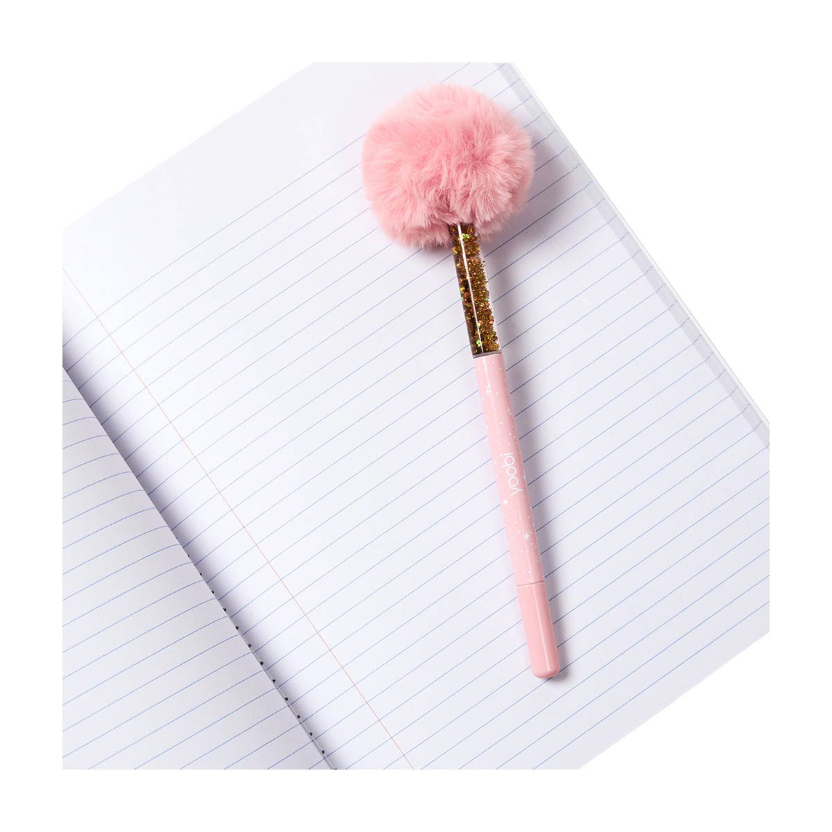 Yoobi Pink Pom Pom Glitter Pen