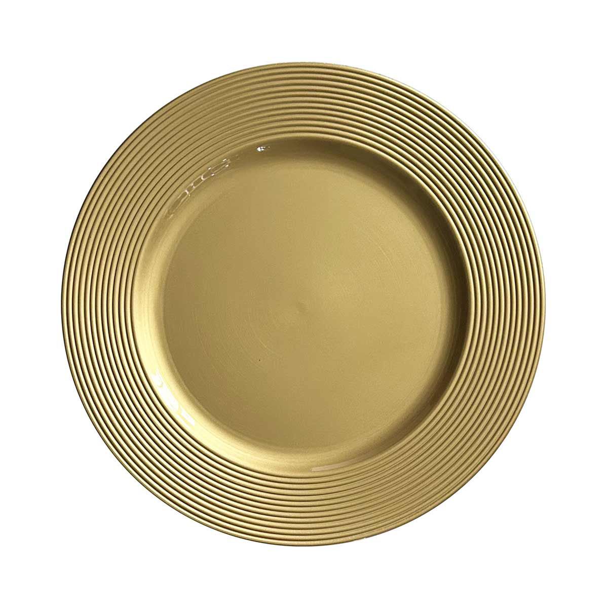 Charger Plate with Ribbed Rim, Gold
