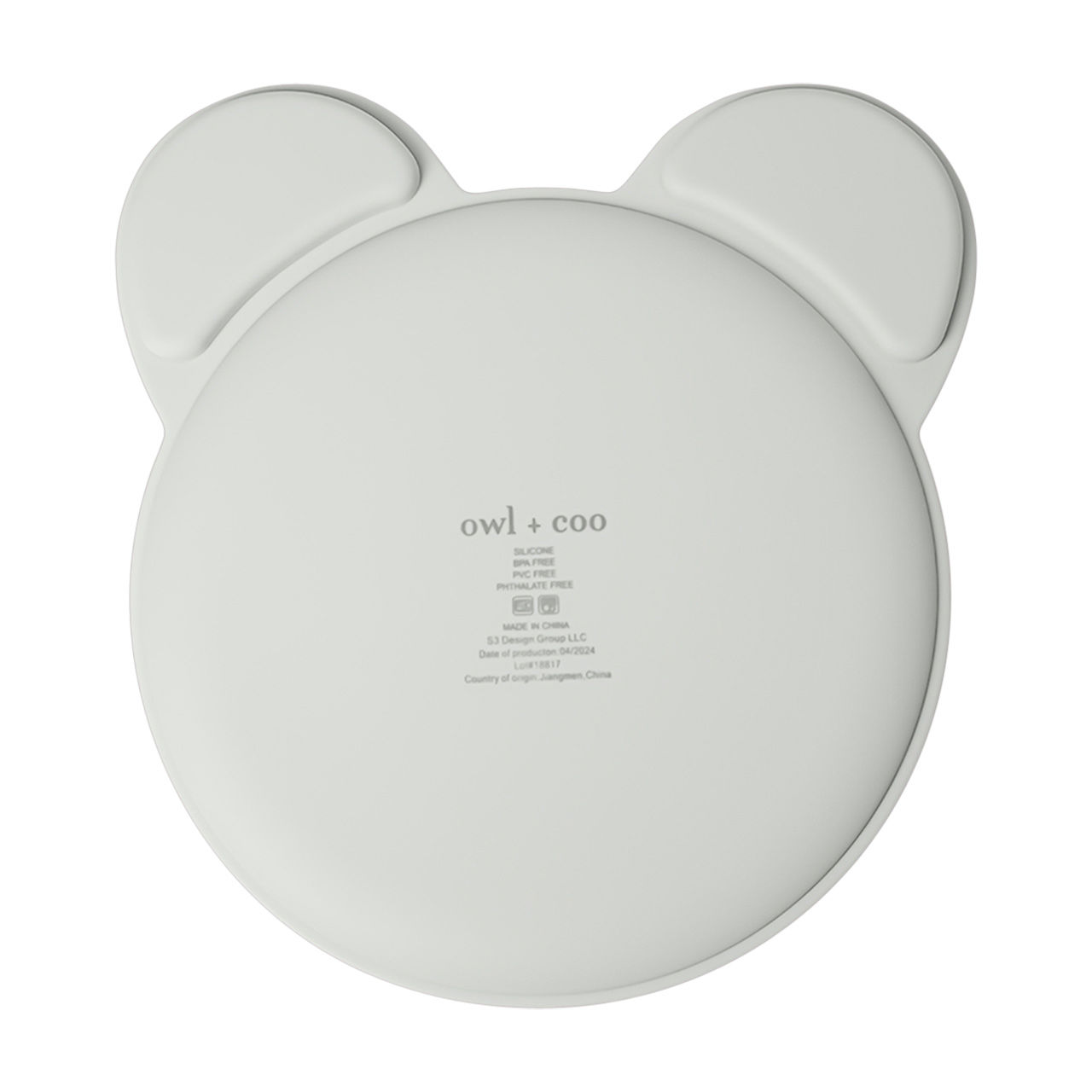 Owl & Coo 3-Section Silicone Panda Dish, Gray