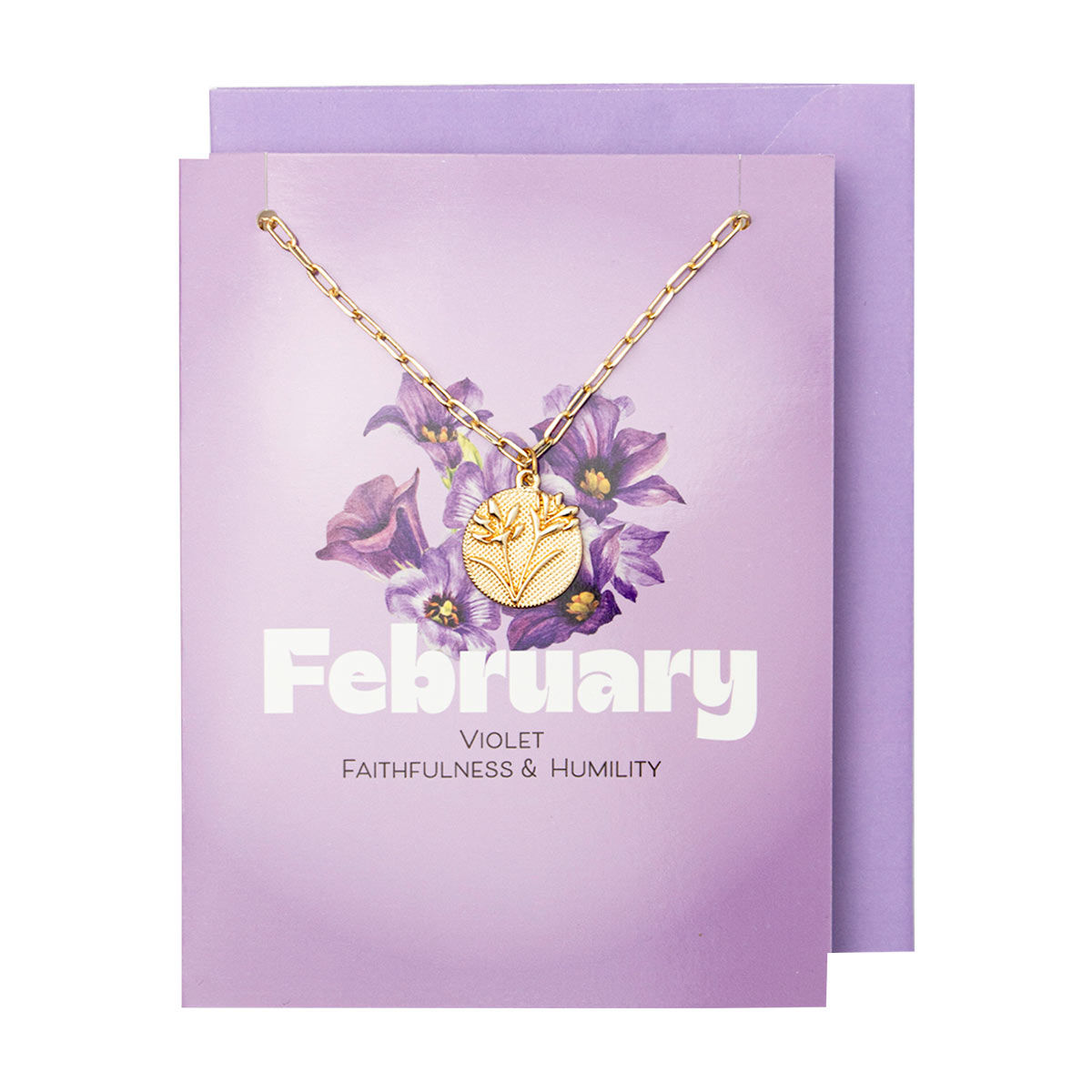 Popshelf Birth Month Flower Necklace, February Violet | Hamilton Place