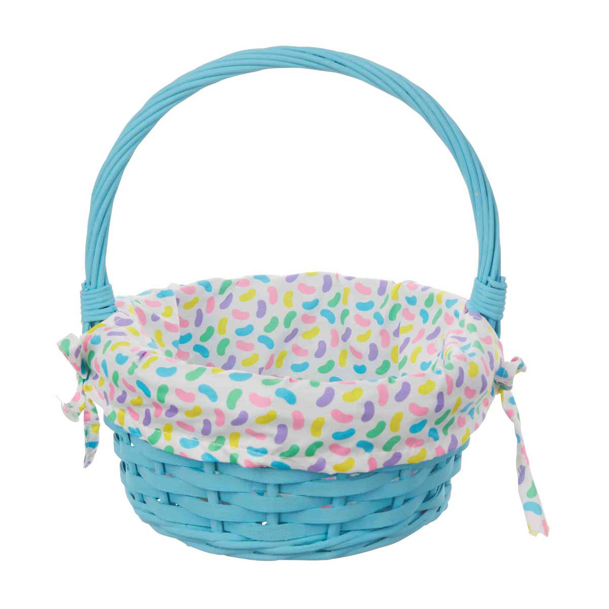 Blue Wicker Easter Basket with Jelly-Bean-Print Fabric Lining and ...