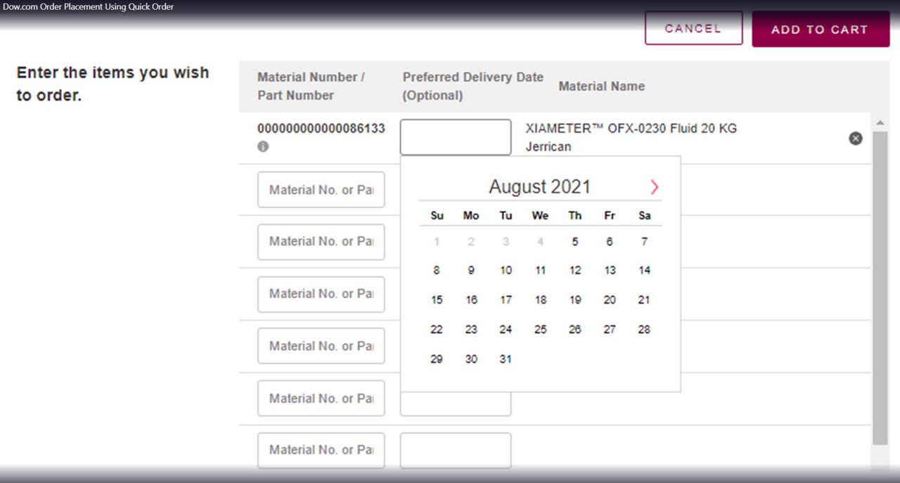 Dow.com Order Management & Placement | Dow Inc.