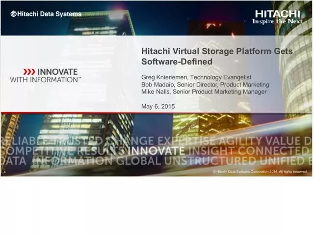 Hitachi Virtual Storage Platform Gets Software-Defined | Hitachi Vantara