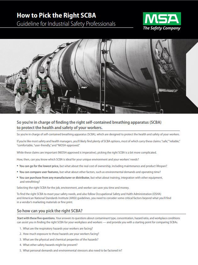 How to Pick the Right SCBA | MSA Safety | Australia