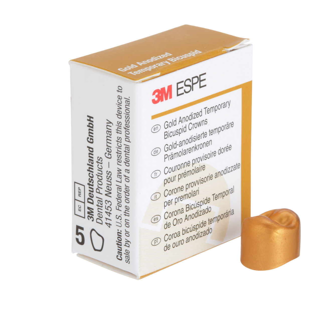 3M™ Gold Anodized Temporary Bicuspid Crowns, 940526, Upper Right ...