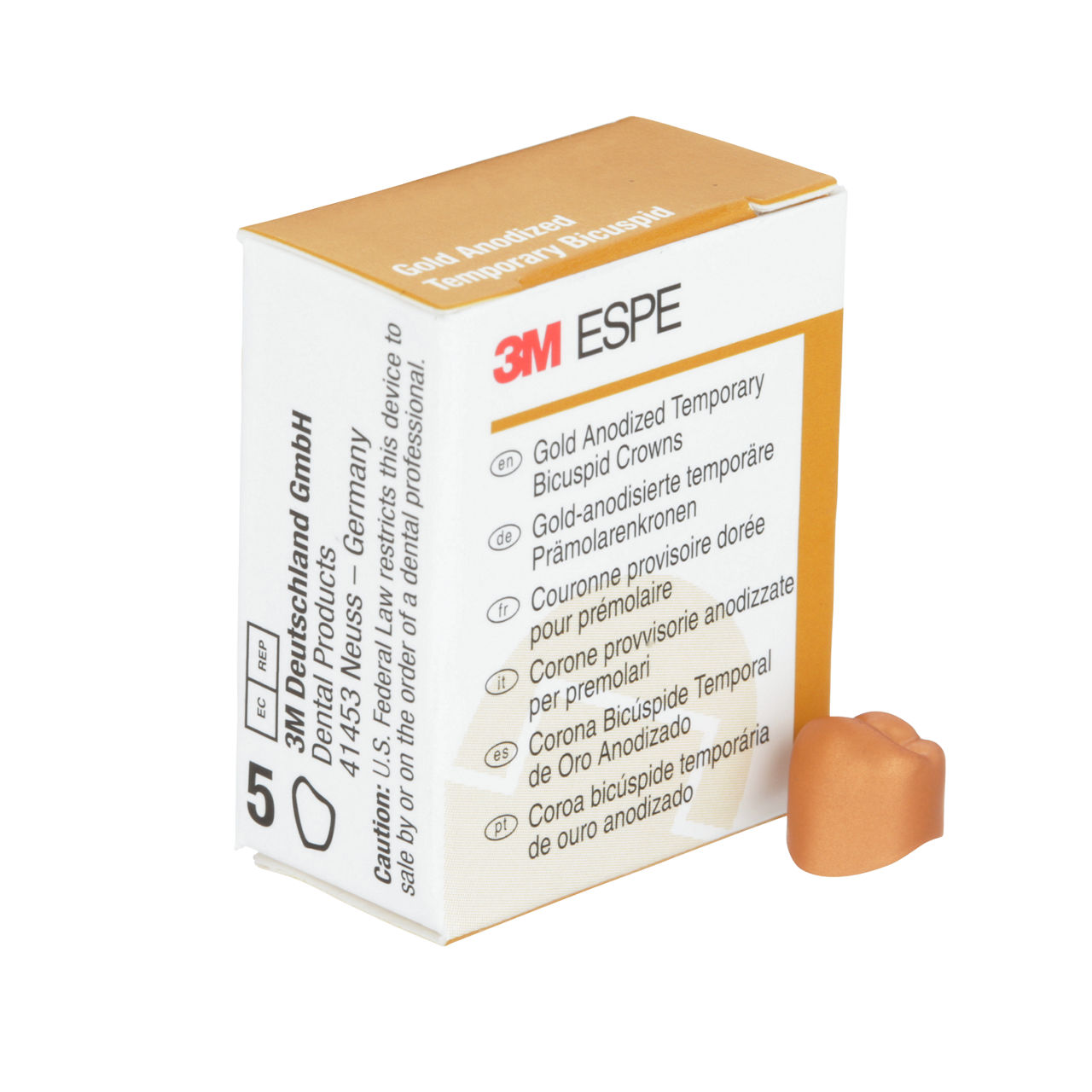 3M™ Gold Anodized Temporary Bicuspid Crowns, 940643, Lower Right ...