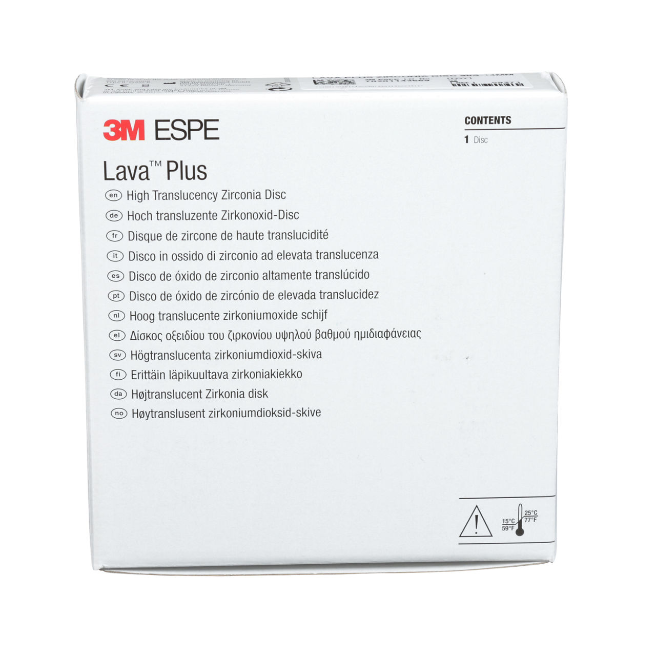 3M™ Lava™ Plus High Translucency Zirconia Disc, 69271, 98S x 14 mm