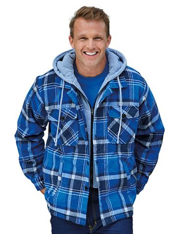 Haband Tailgater™ Sherpa Lined Men's Flannel Jacket - Blair