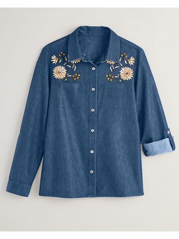 Embroidered Button Up Shirt - Blair