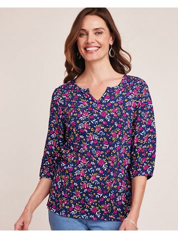 Print Smocked Shoulder Blouse - Blair
