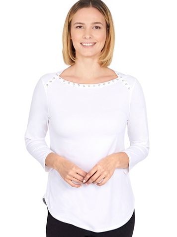 Ruby Rd® Geo Paradise Embellished Ballet Neck Top - Blair