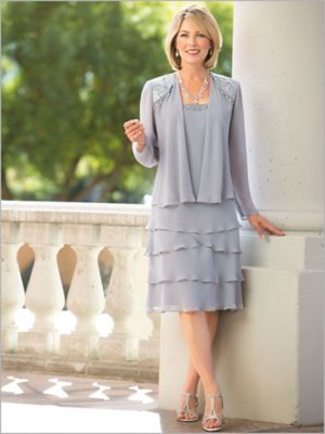 Beaded Trim Tiered Jacket Dress | Drapers & Damons