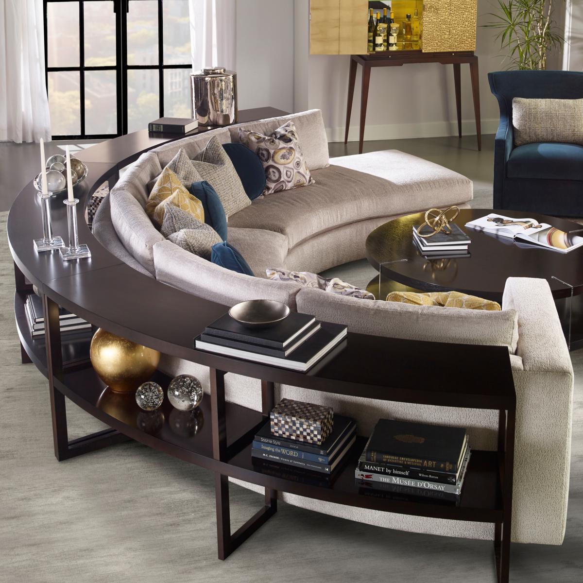 Curved sofa table for sectional store
