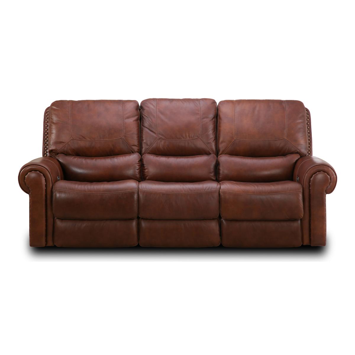 St. James Leather Power Reclining Sofa TOBACCO