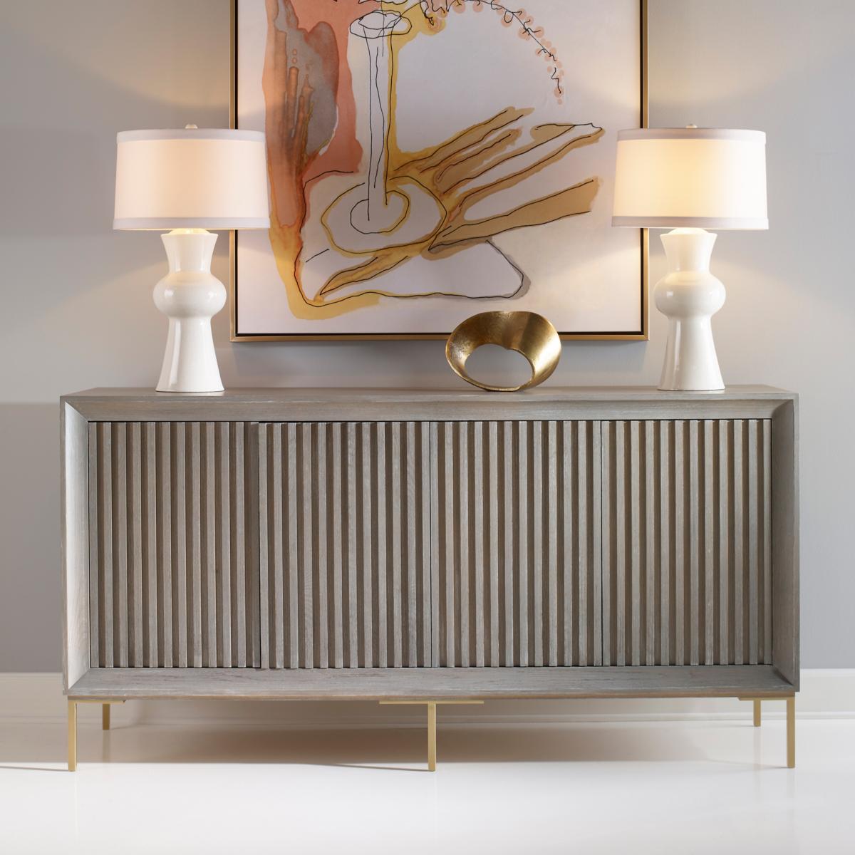 Glass front credenza store