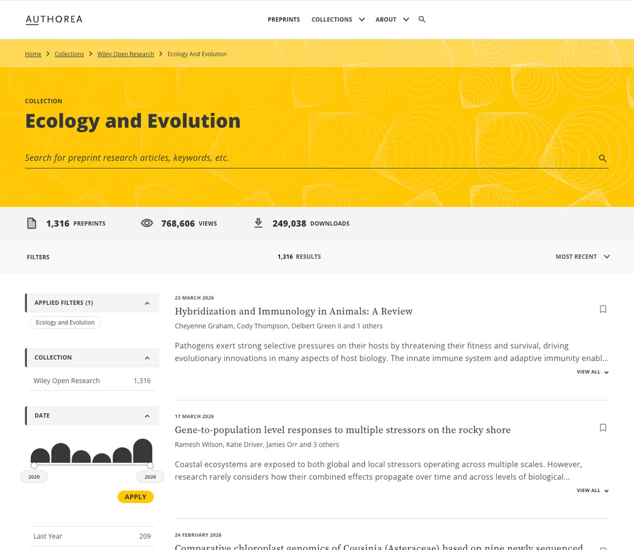 Ecology And Evolution Open Research Authorea