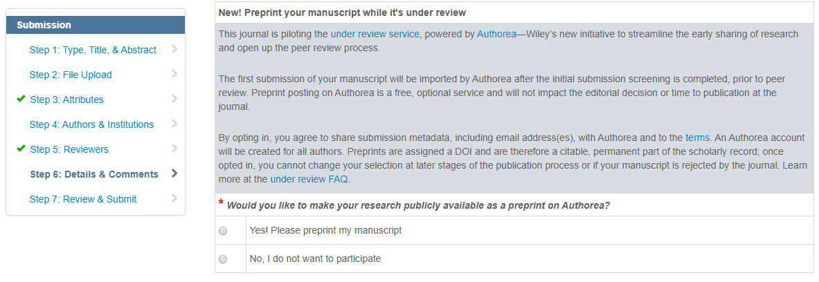 Preprints on Authorea with Wiley’s Under Review Service